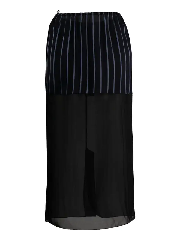 Gauchere Striped Sheer Midi Skirt - Blue