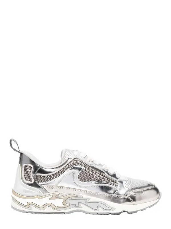 Sandro Flame-detail Panelled Sneakers - Silver