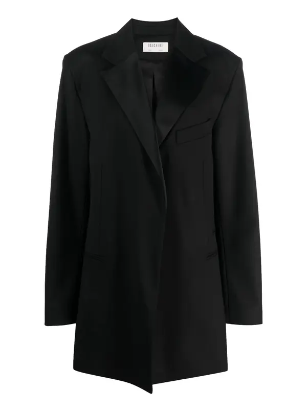Gauchere Notched-lapels Single-breasted Coat - Black