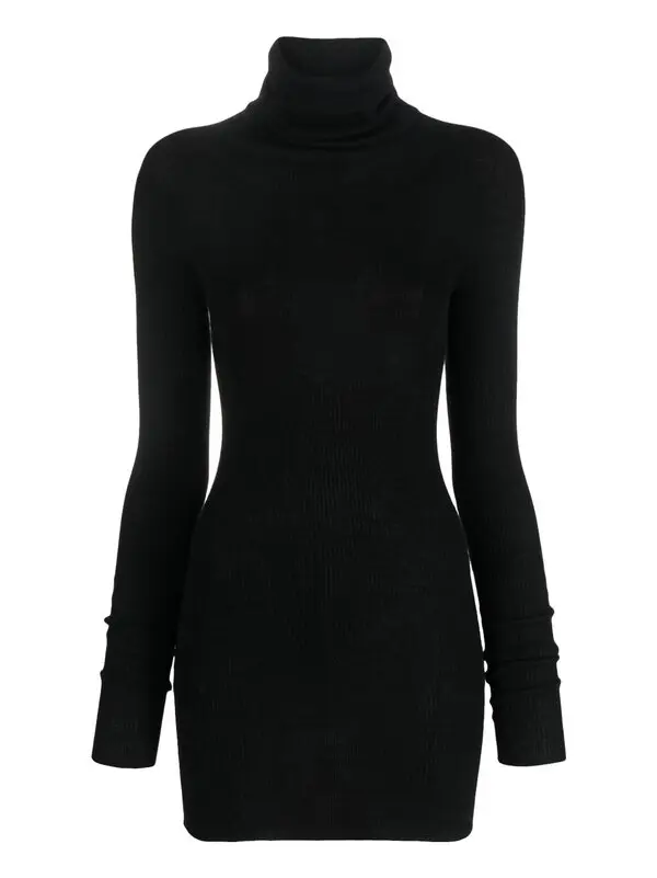Rick Owens Ribbed-knit Wool Minidress - Black