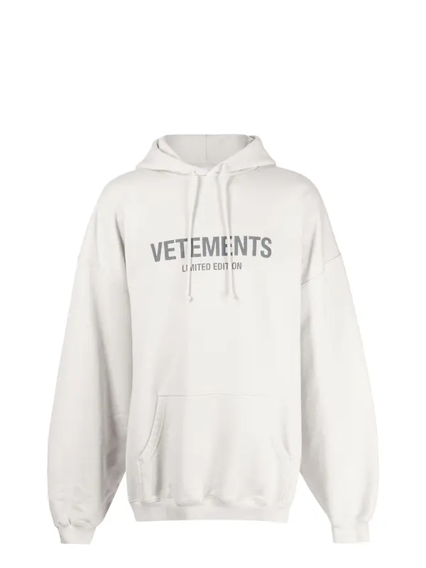 Vetements Logo-print Drawstring Hoodie - Grey