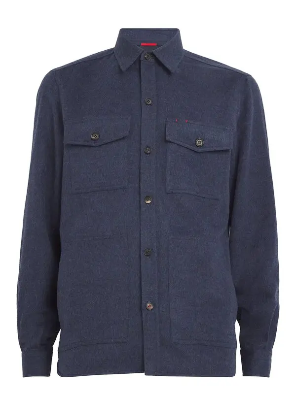 Isaia Cashmere-blend Overshirt - Blue