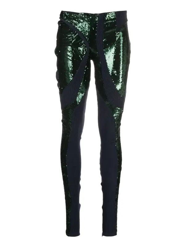 Ottolinger Paneled Sequin Leggings - Green