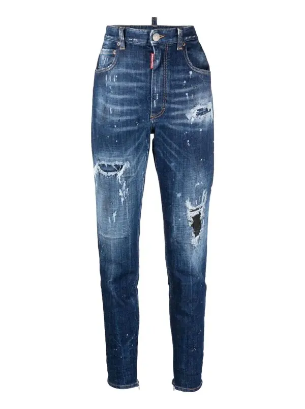 Dsquared2 Ripped Tapered Jeans - Blue