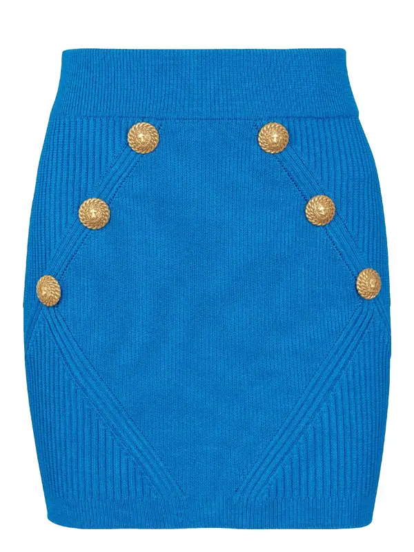 Balmain Rib-knit Mini Skirt - Blue