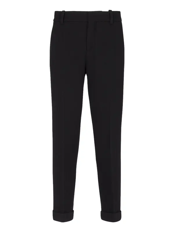 Balmain Tapered Cropped Trousers - Black