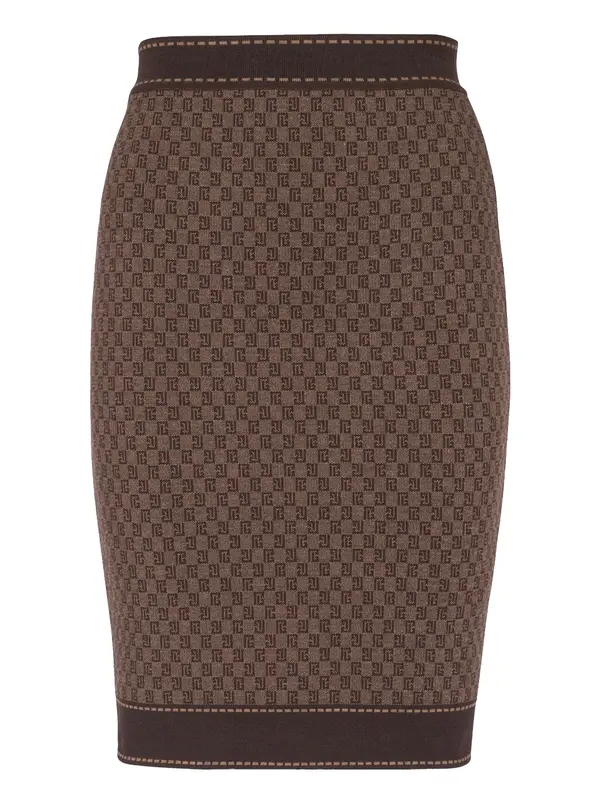Balmain Monogram-jacquard Mini Skirt - Brown