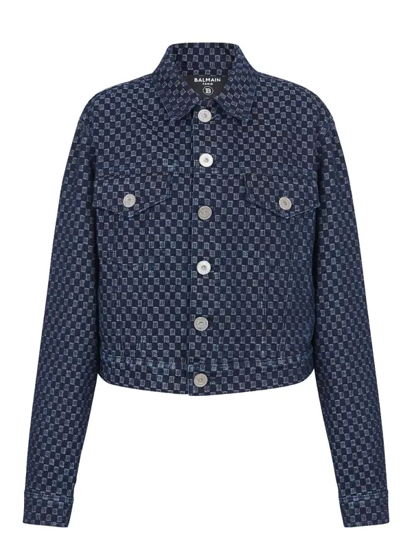 Balmain Monogram-print Denim Jacket - Blue