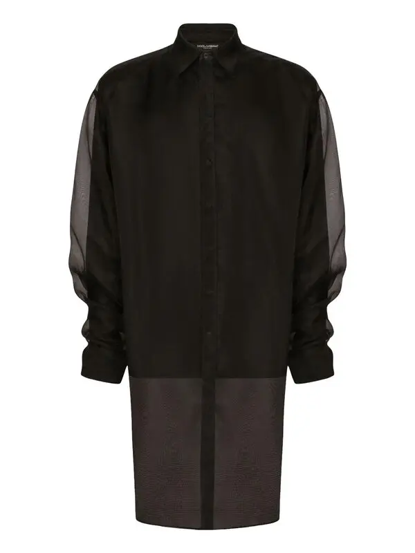 Dolce & Gabbana Ruffle-detail Semi-sheer Shirt - Black