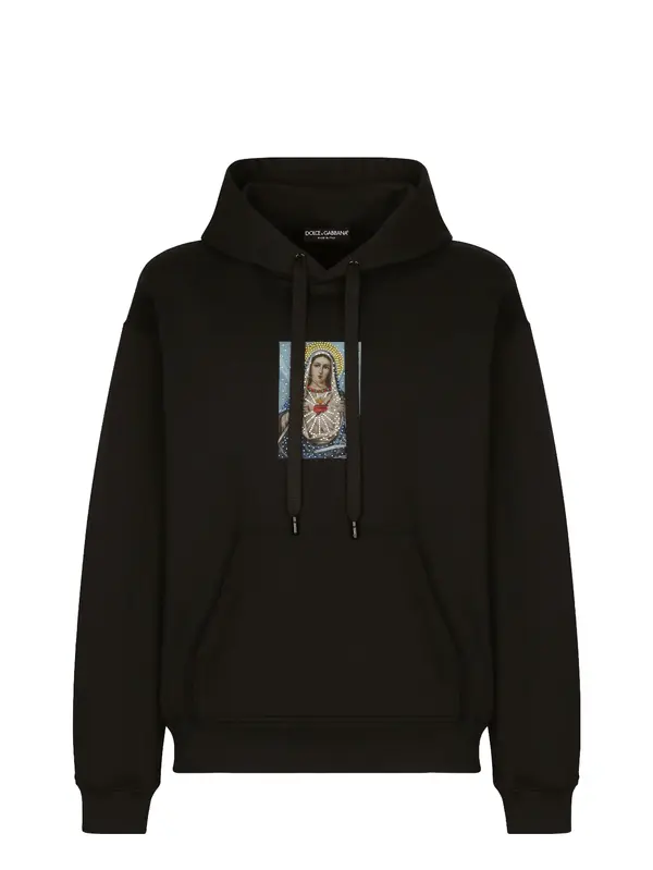 Dolce & Gabbana Graphic-print Cotton Hoodie - Black
