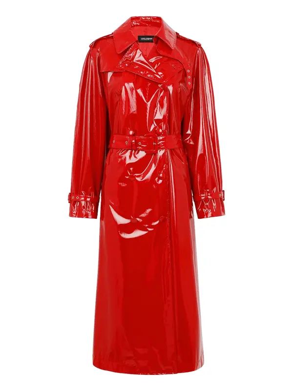 Dolce & Gabbana Storm-flap Patent Trench Coat - Red