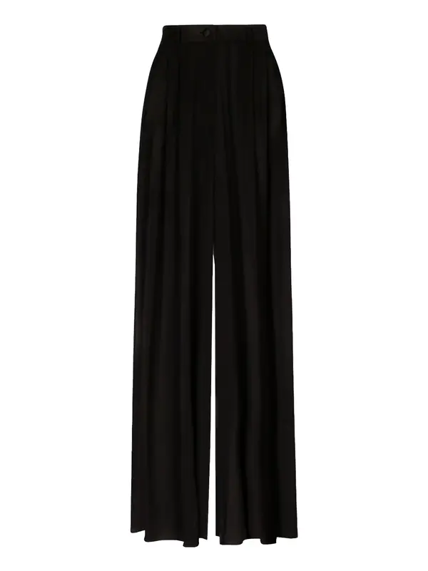 Dolce & Gabbana Wide-leg Stretch-silk Trousers - Black