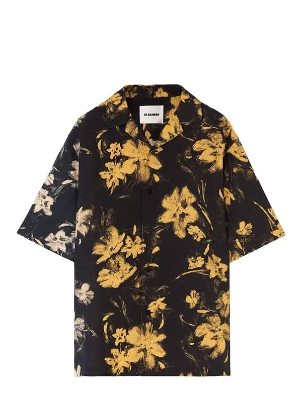 JIL SANDER Floral-print Cotton Shirt - Black