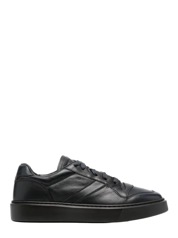 DOUCAL'S Grained Leather Low Top Sneakers - Blue