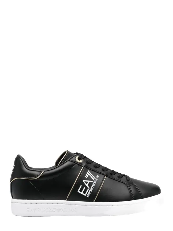 Emporio Armani Logo-print Leather Sneakers - Black