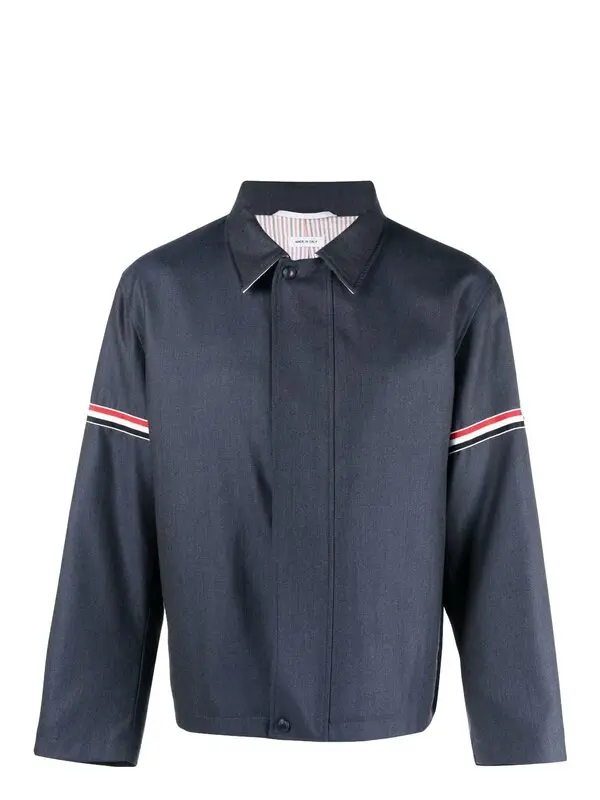 Thom Browne Signature-stripe Detail Shirt Jacket - Blue