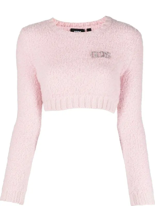 Gcds Crystal-embellished Crop Top - Pink