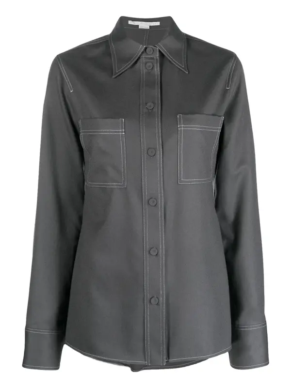 Stella McCartney Pointed-collar Flannel Shirt - Grey