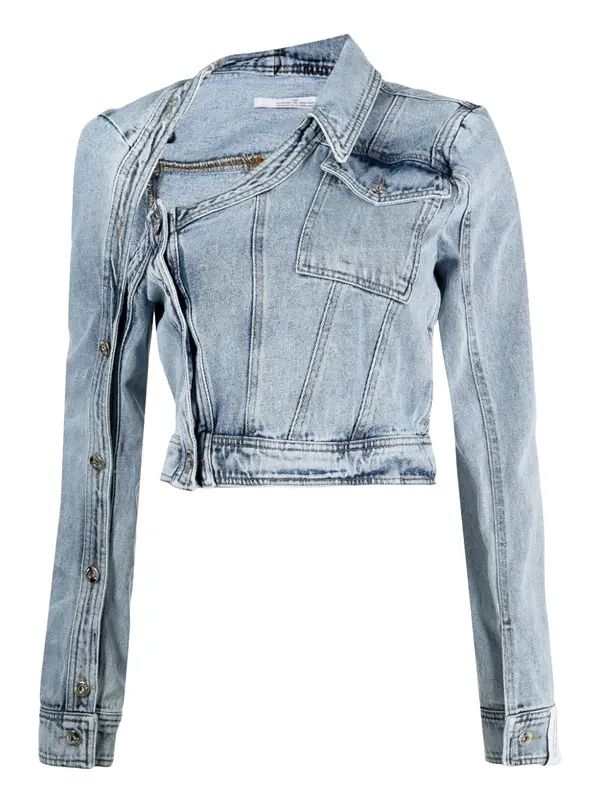 Rokh Asymmetric Denim Jacket - Blue