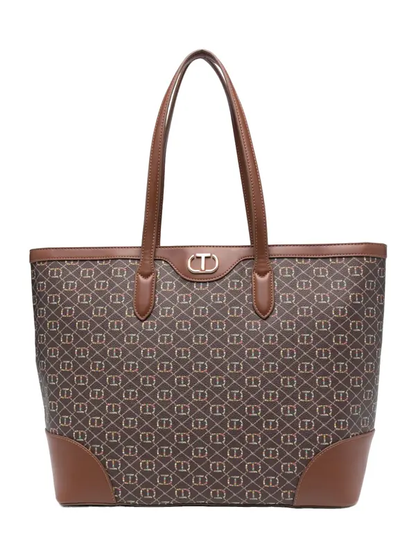 TWINSET Floral Monogram Tote Bag - Brown