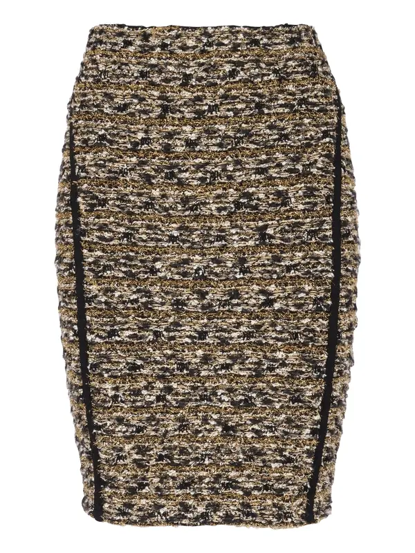 Balmain Lurex Tweed Knee-length Skirt - Gold