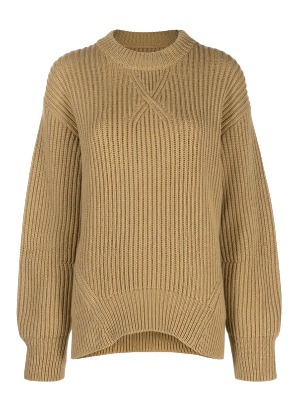 JIL SANDER Ribbed-knit Wool Jumper - Brown