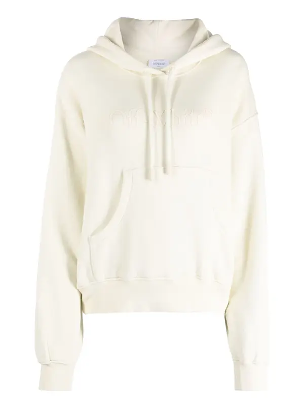 Off-White Logo-print Cotton Hoodie - Neutrals
