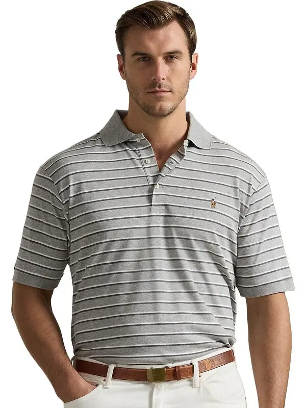 Ralph Lauren Striped Soft Cotton Polo Shirt - Andover Heather Grey Multi