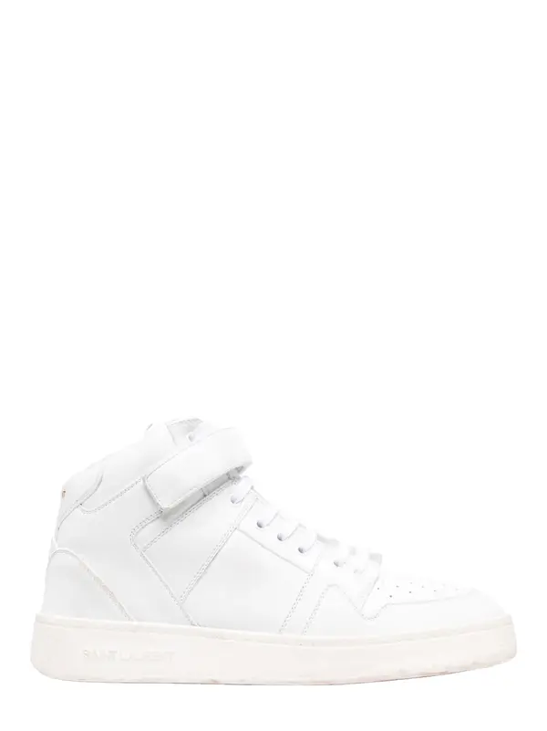 Saint Laurent Logo-lettering Leather Sneakers - White