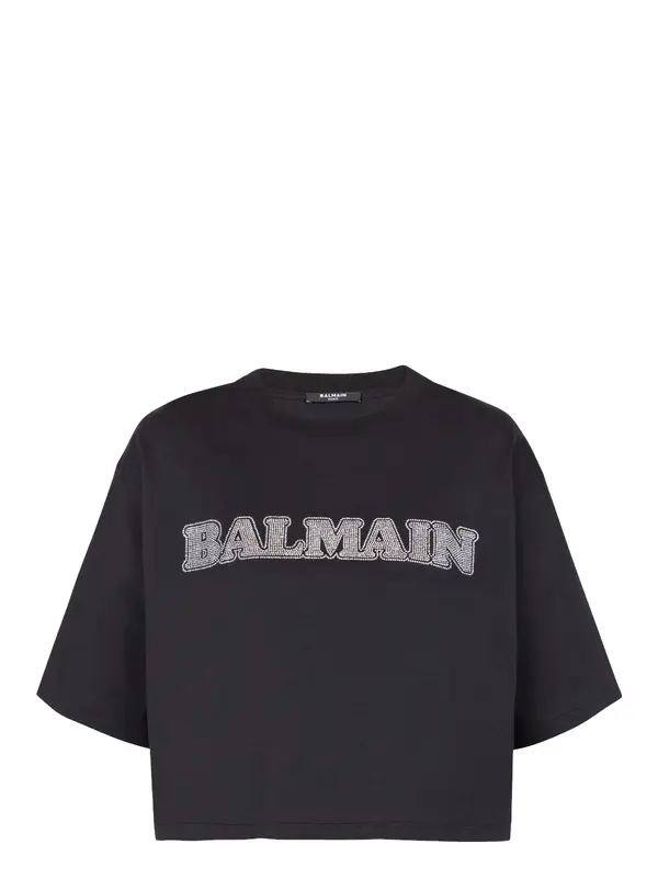 Balmain Rhinestone Logo T-shirt - Black