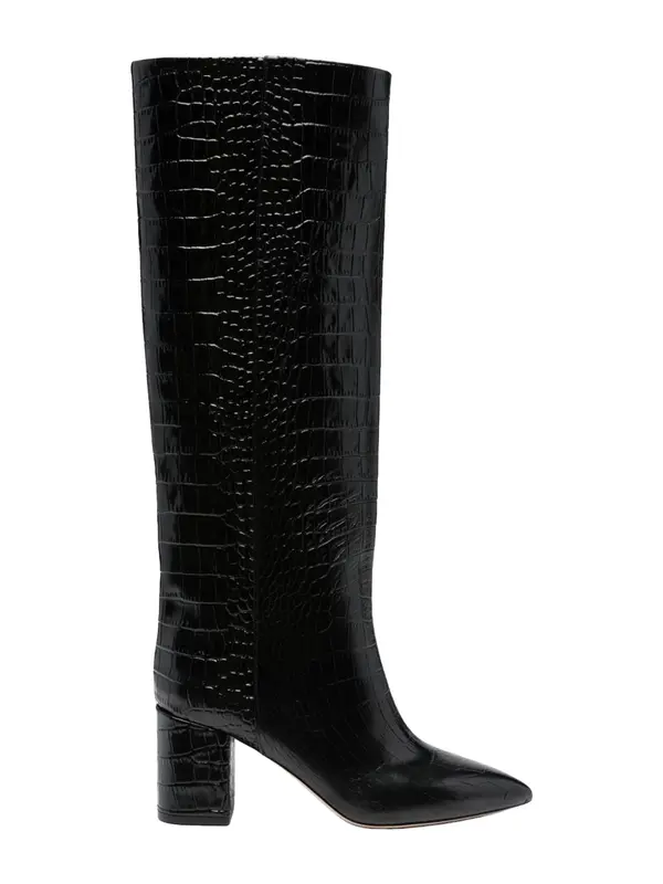 Paris Texas Anja 70mm Crocodile-embossed Boots - Black