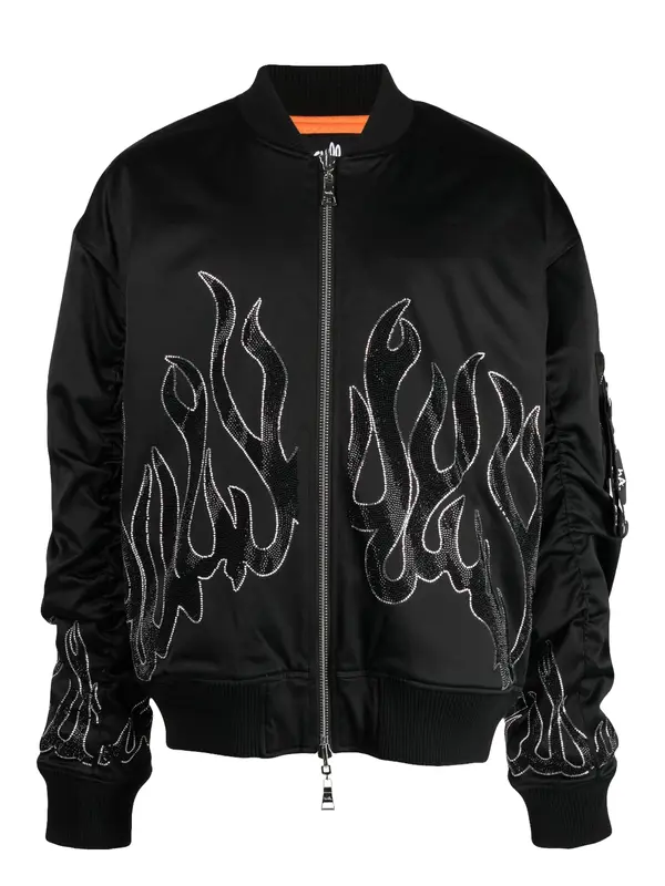 HACULLA. Flame-print Zipped Bomber Jacket - Black
