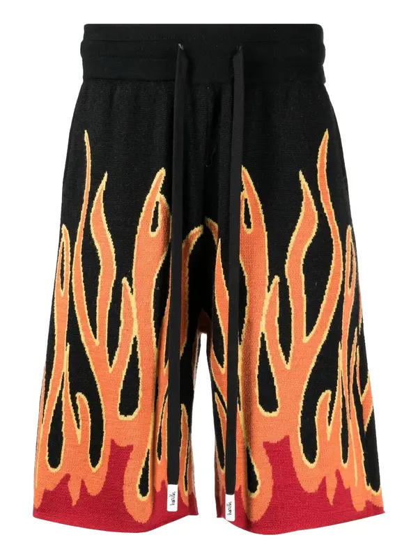 HACULLA. In Flames Intarsia-knit Shorts - Black