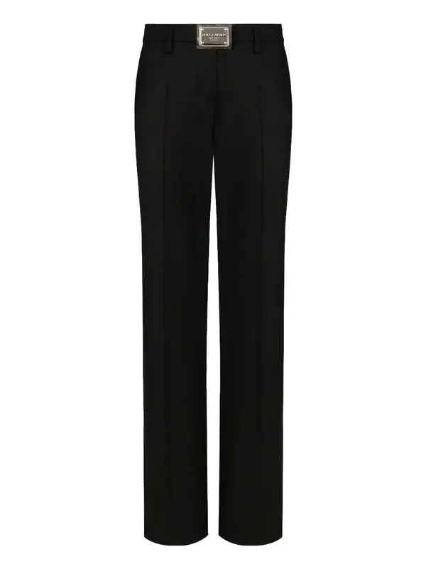 Dolce & Gabbana Logo-plaque Straight-leg Trousers - Black
