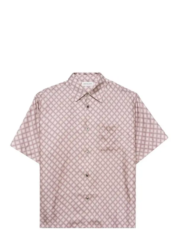 John Elliott Lozenge-print Silk Shirt - Neutrals
