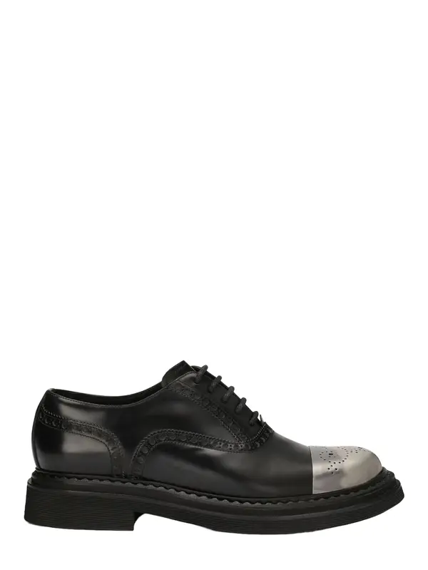 Dolce & Gabbana Francesina Contrast-toecap Rubber Derby Shoes - Black