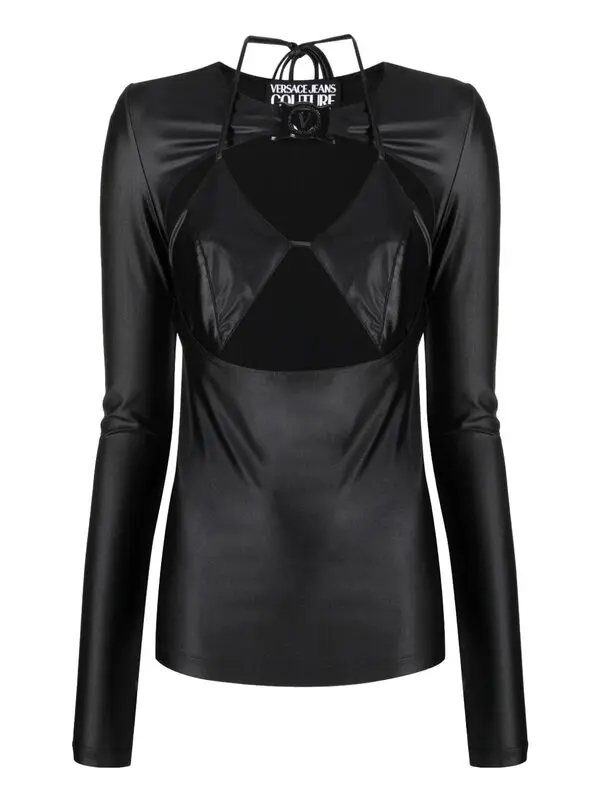Versace Logo Plaque Cut-out Top - Black