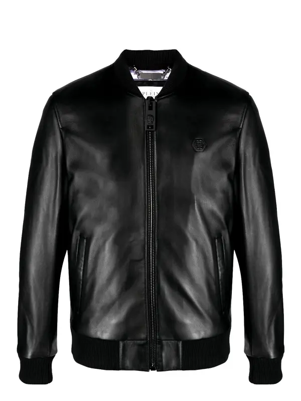 Philipp Plein Skull&bones Leather Jacket - Black