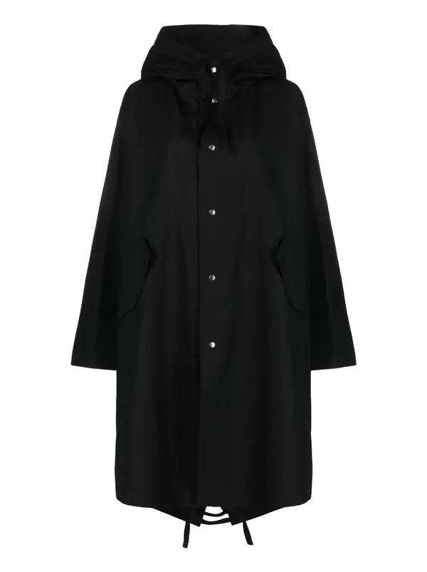 JIL SANDER Logo-print Cotton Mid-length Coat - Black