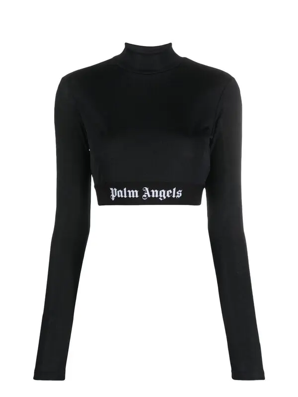 Palm Angels Logo Waistband Cropped Top - Black