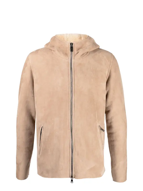 GIORGIO BRATO Suede Hooded Jacket - Neutrals