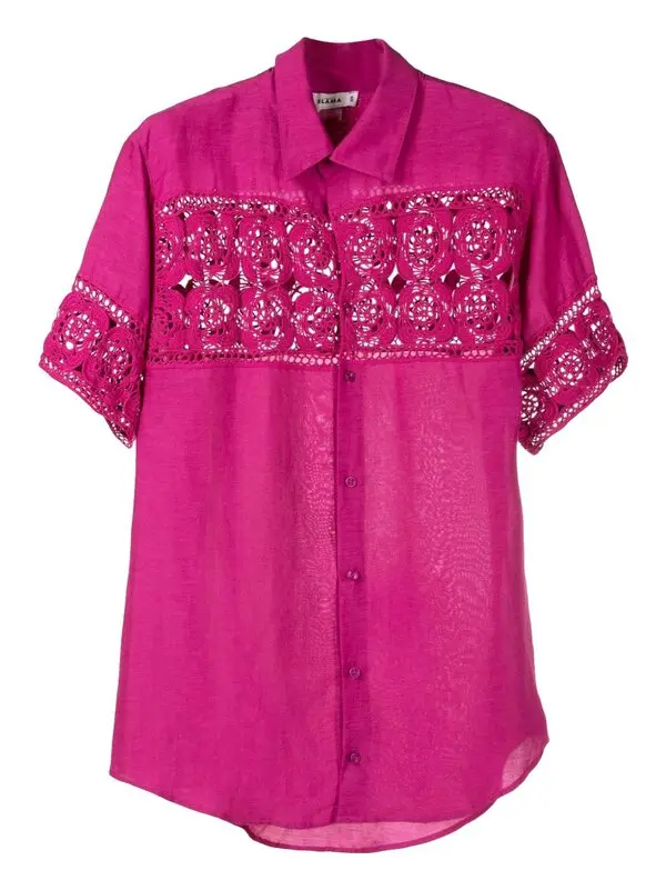 AMIR SLAMA Crochet-panel Short-sleeved Shirt - Pink