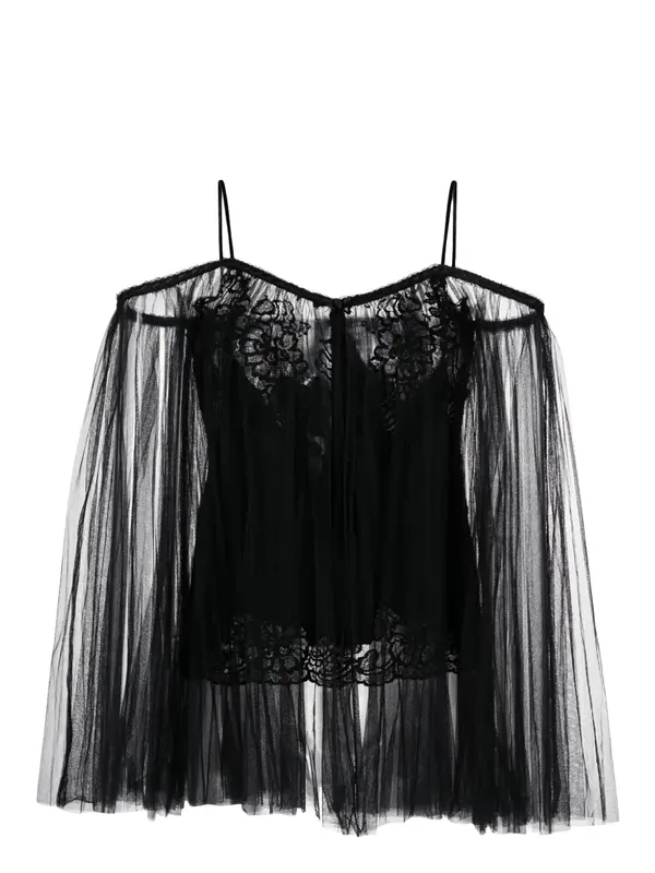 Alexander Wang Lace-embroidered Charmeuse Tunic Top - Black