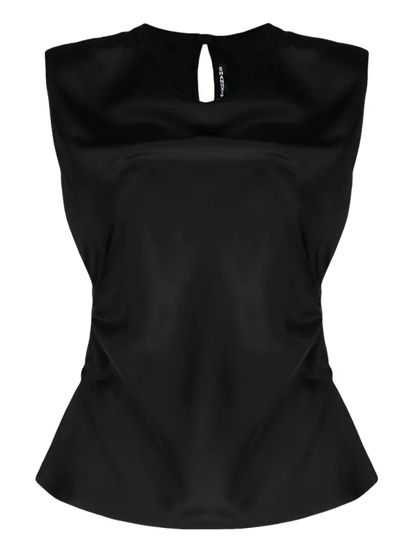 SHANG XIA Ruched Silk-satin Top - Black