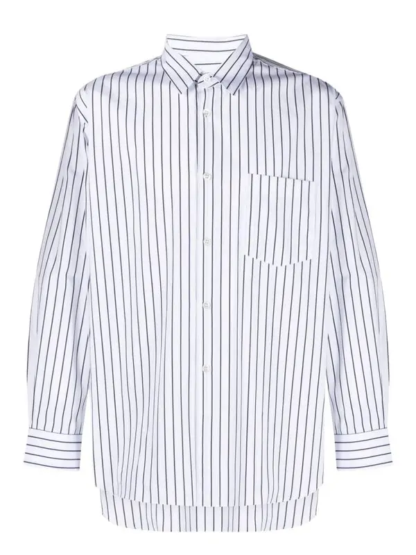Comme Des Garçons Striped Long-sleeve Cotton Shirt - White