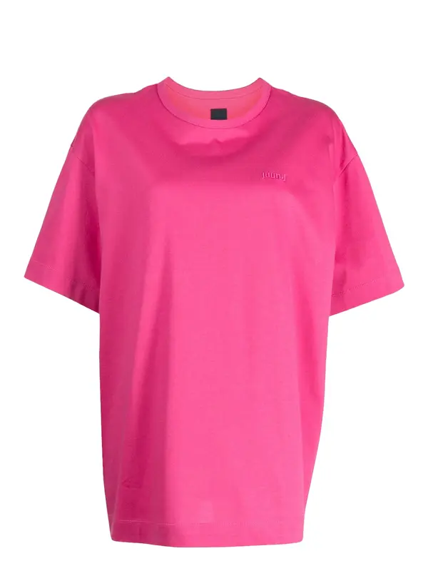 JUUN.J Compliqué Motif-embroidered Cotton T-shirt - Pink