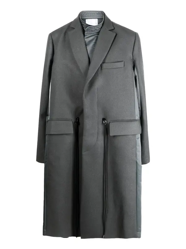 Sacai Drawstring Wool Trench Coat - Grey