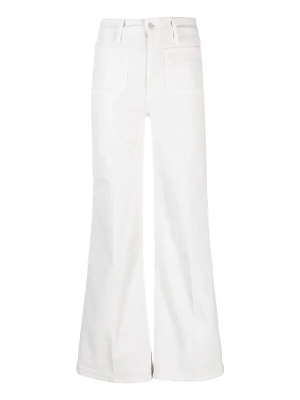 MOTHER Flared Cotton Trousers - White