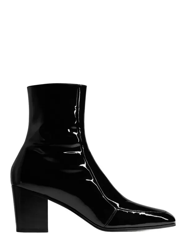 Saint Laurent Beau Patent Leather Ankle Boots - Black