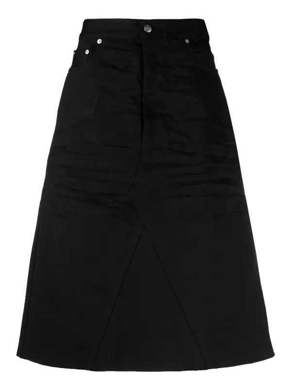 Rick Owens Distressed Denim Knee-length Skirt - Black